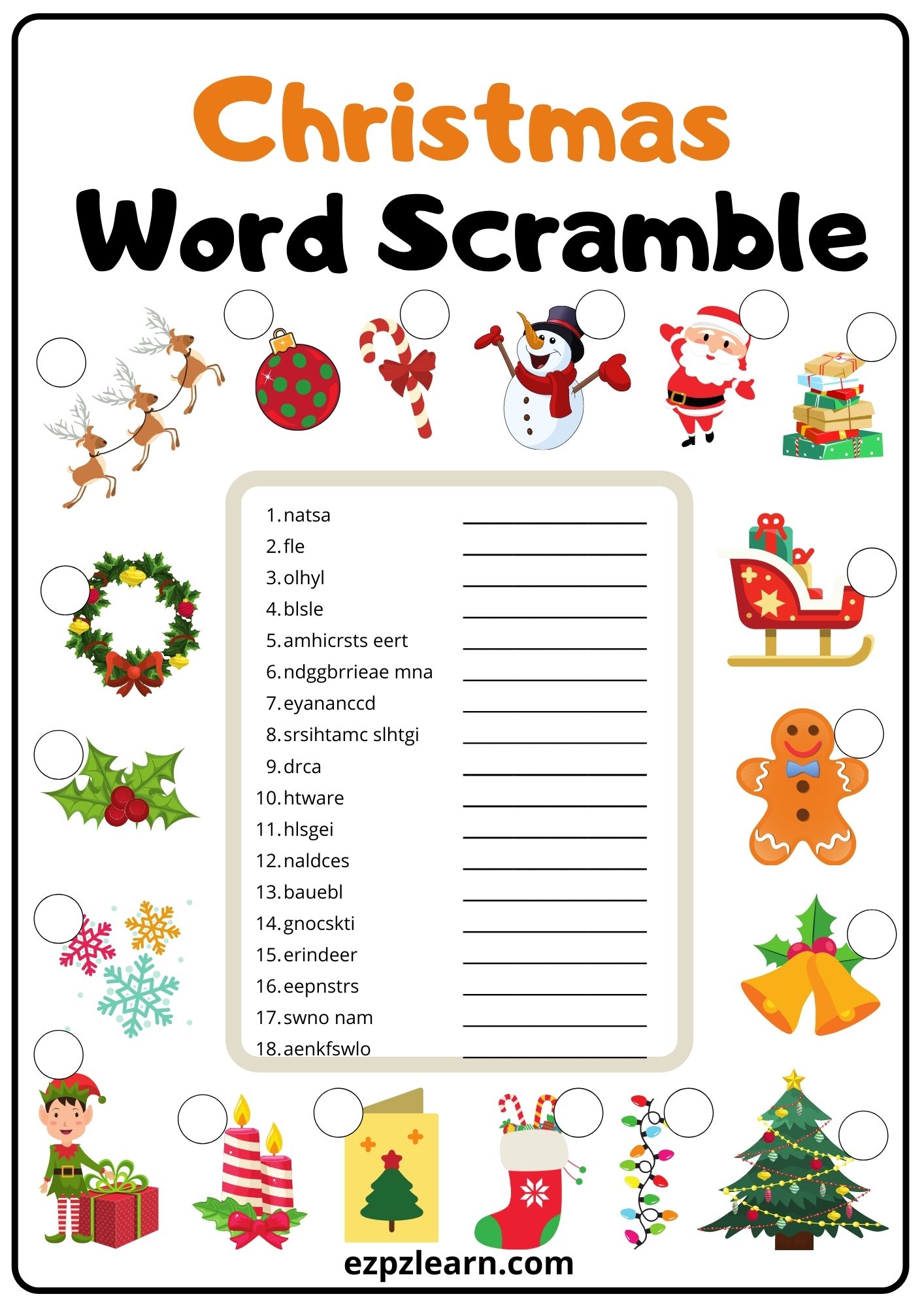 Christmas Word Scramble 2 Ezpzlearn Christmas Word Scramble 2 Ezpzlearn